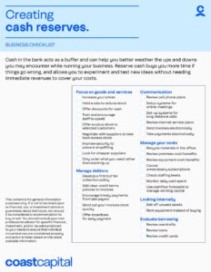 Coast Capital Creating Cash Reserves Checklist | The Blog