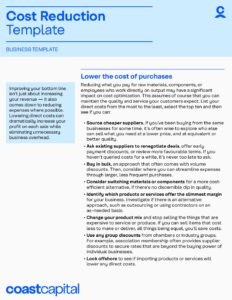 Coast Cost Reduction Template | The Blog